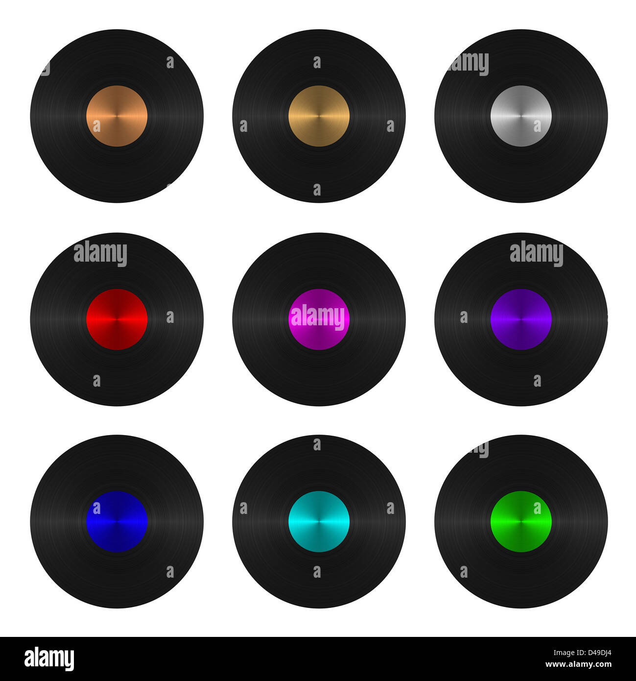 A set of nine vinyl records isolated on white background Stock Photo ...