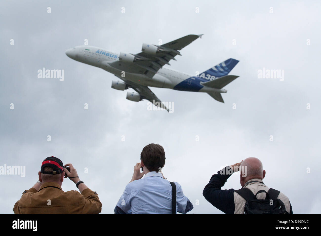 Berlin, Germany, flying Airbus A380 and audience Stock Photo - Alamy