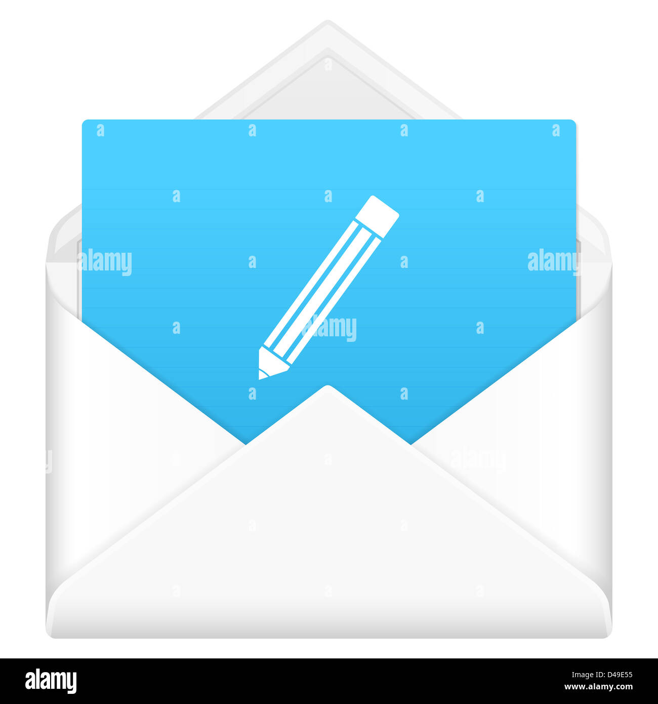 Envelope, notebook sheet, and symbol on a white background Stock Photo ...