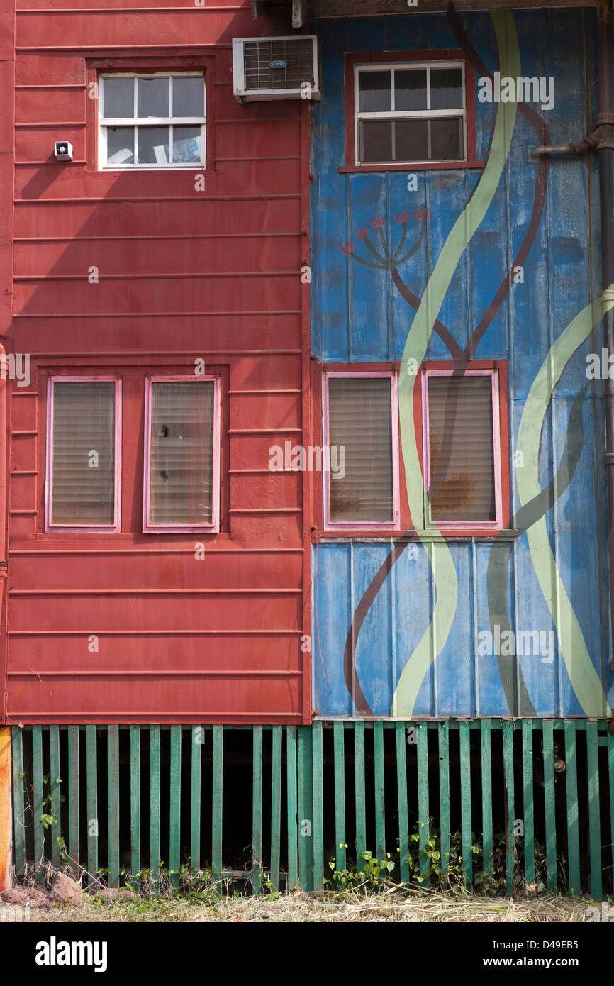 Two houses with strong colors and paintings on their walls, The Big ...