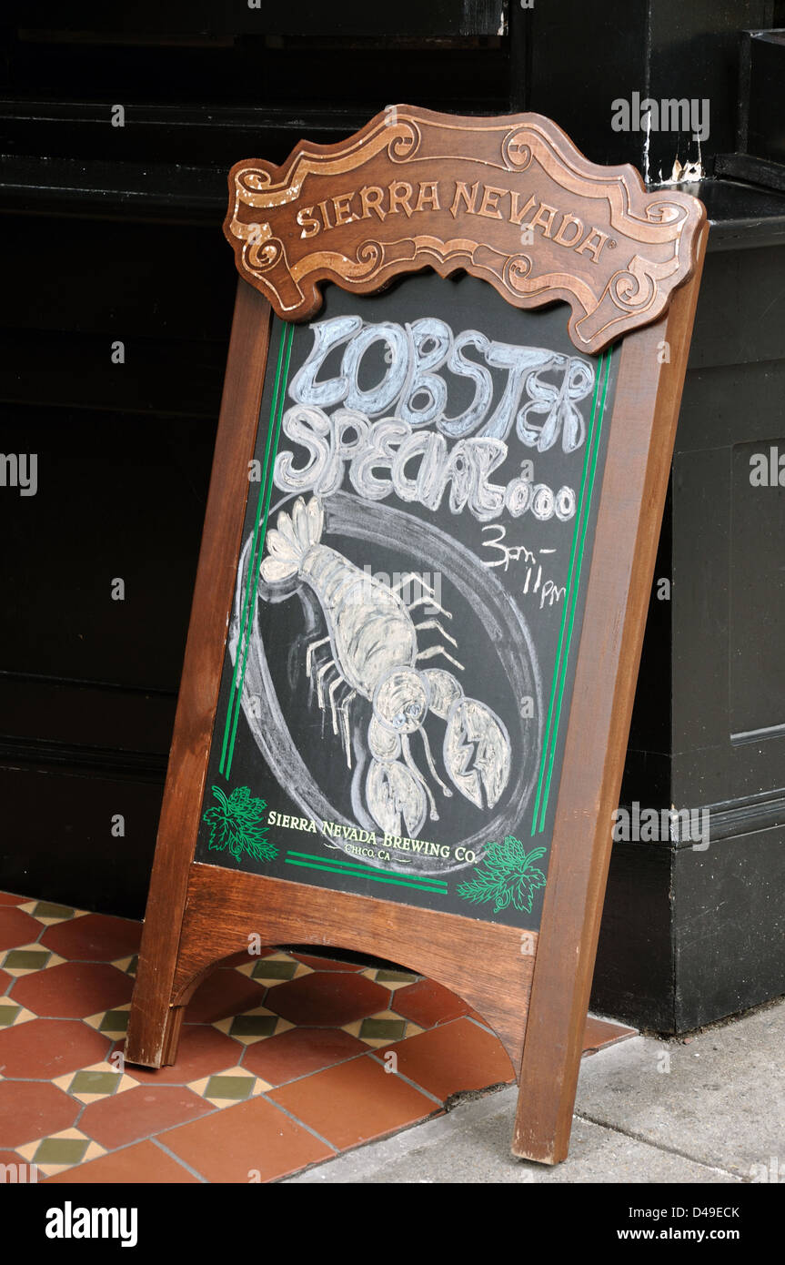 Sidewalk menu board, Boston, Massachusetts, USA Stock Photo - Alamy