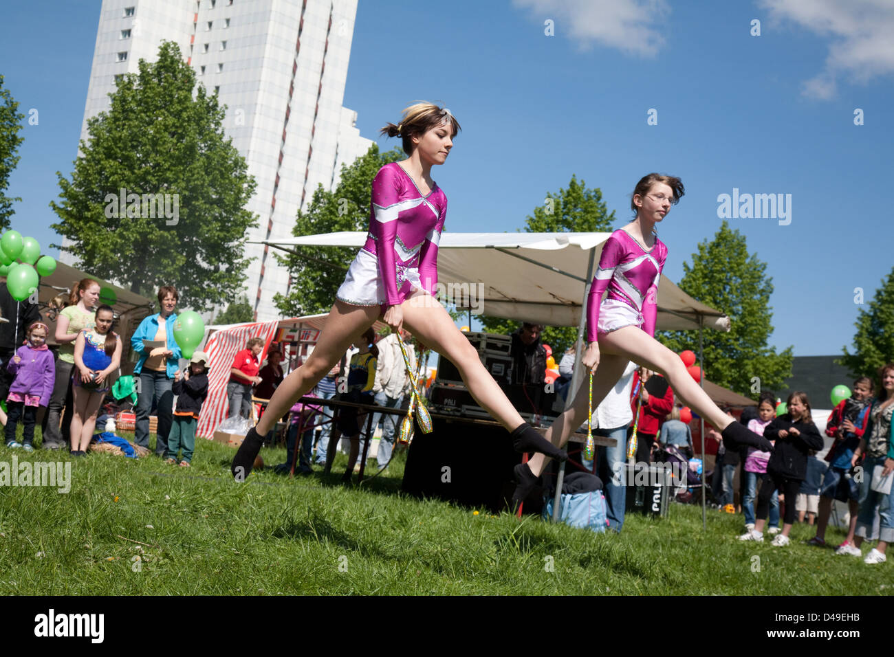 Berlin, Germany, girls dancing at the Family Festival Colorful Plate ...