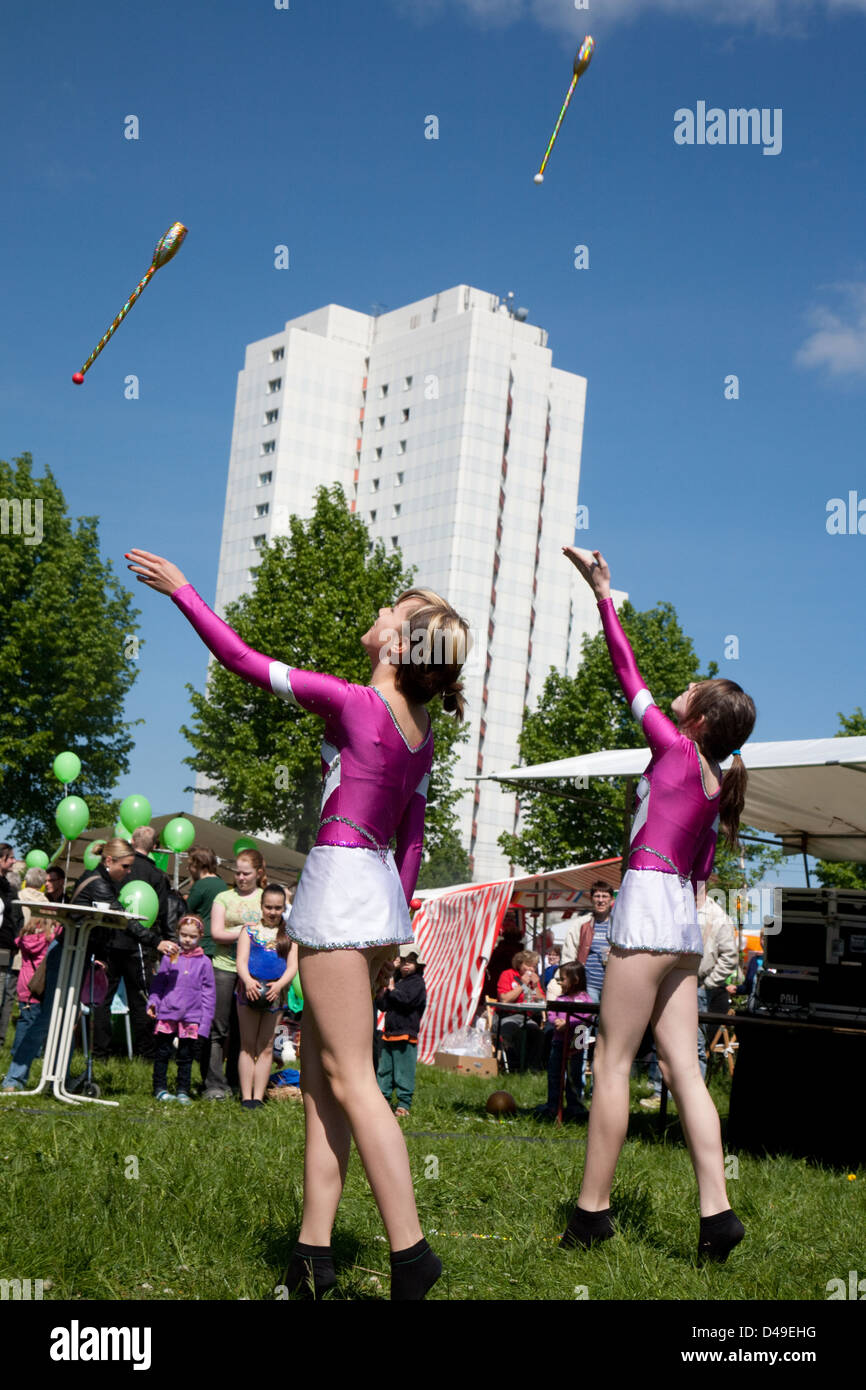 Berlin, Germany, girls dancing at the Family Festival Colorful Plate ...