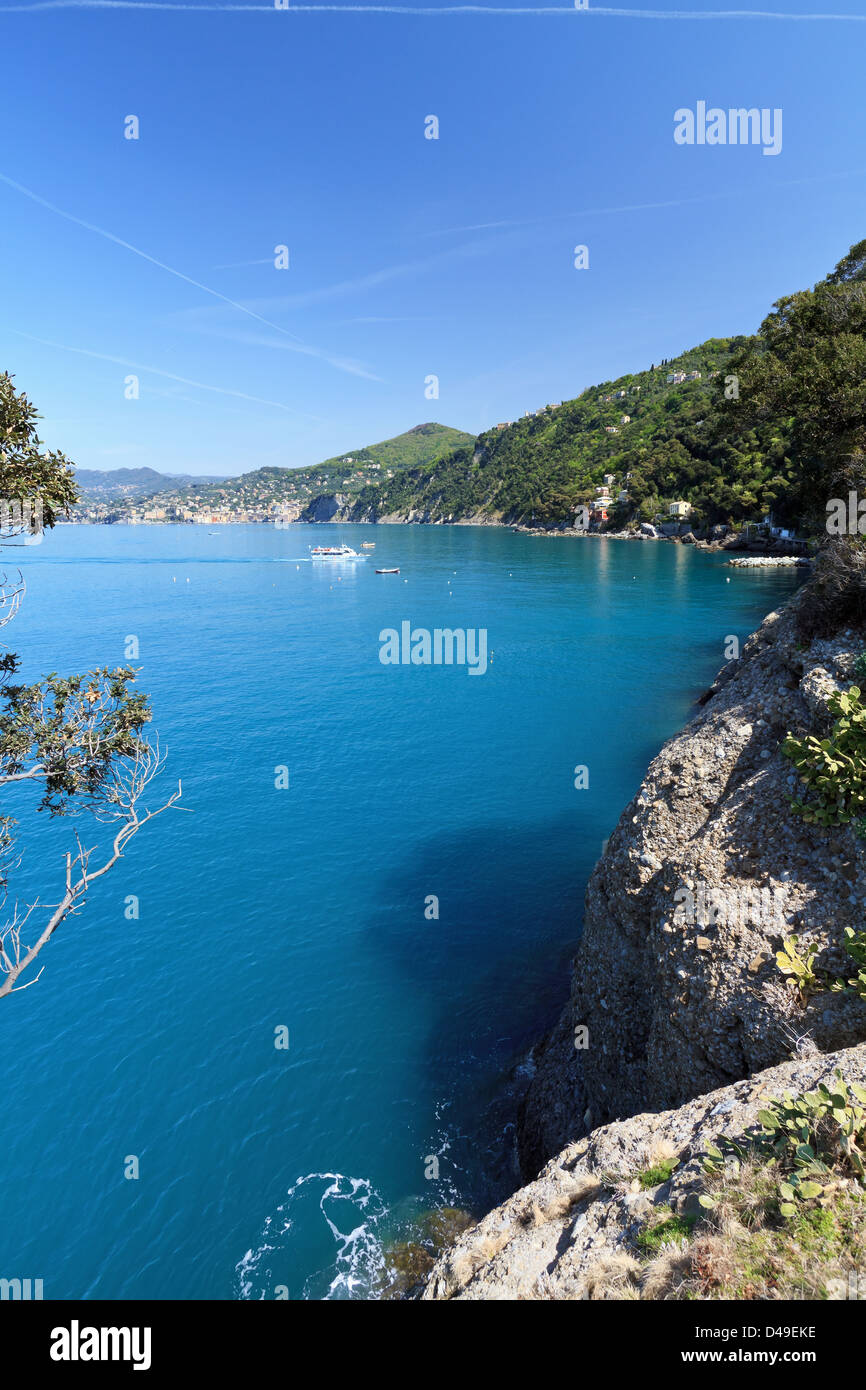 Camogli and Paradiso Gulf from Punta Chiappa, Liguria, Italy Stock ...