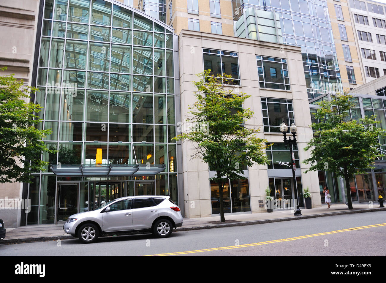 Glass lobby of building in downtown, Boston, Massachusetts, USA Stock ...