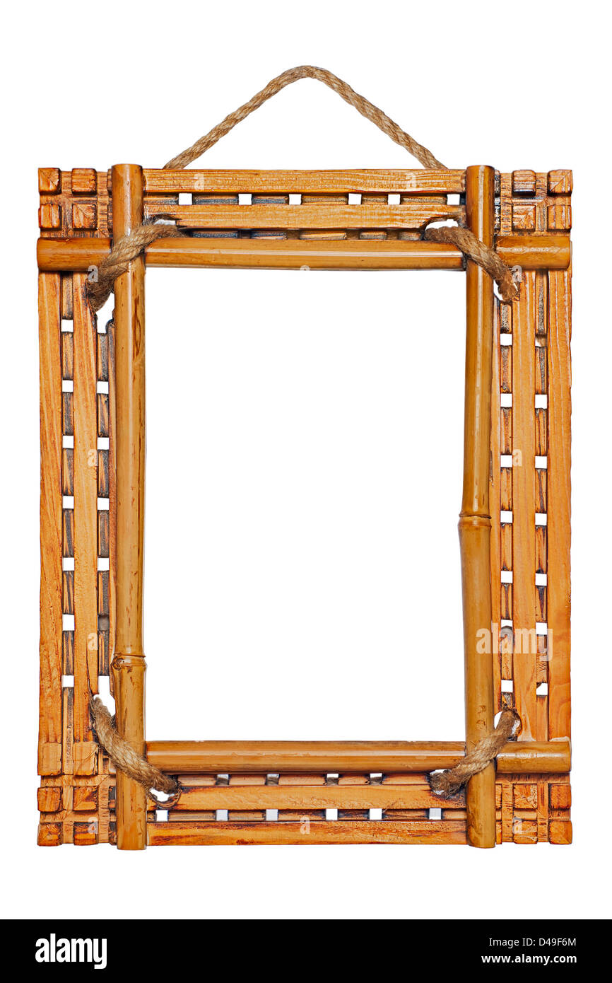 Bamboo photo frame isolated on white background Stock Photo - Alamy