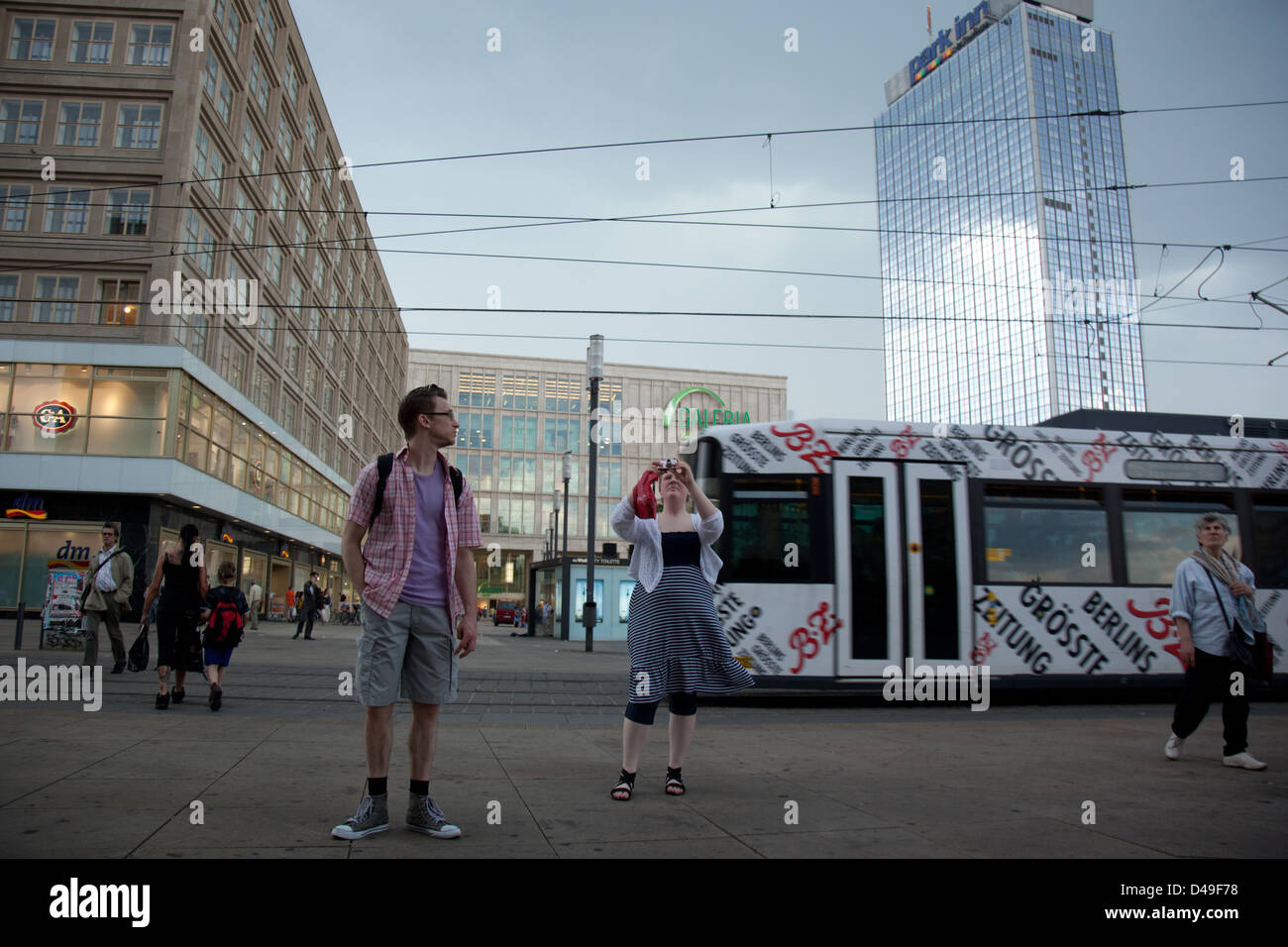 Berlin, Germany, passersby in bad weather at Alexanderplatz Stock Photo ...