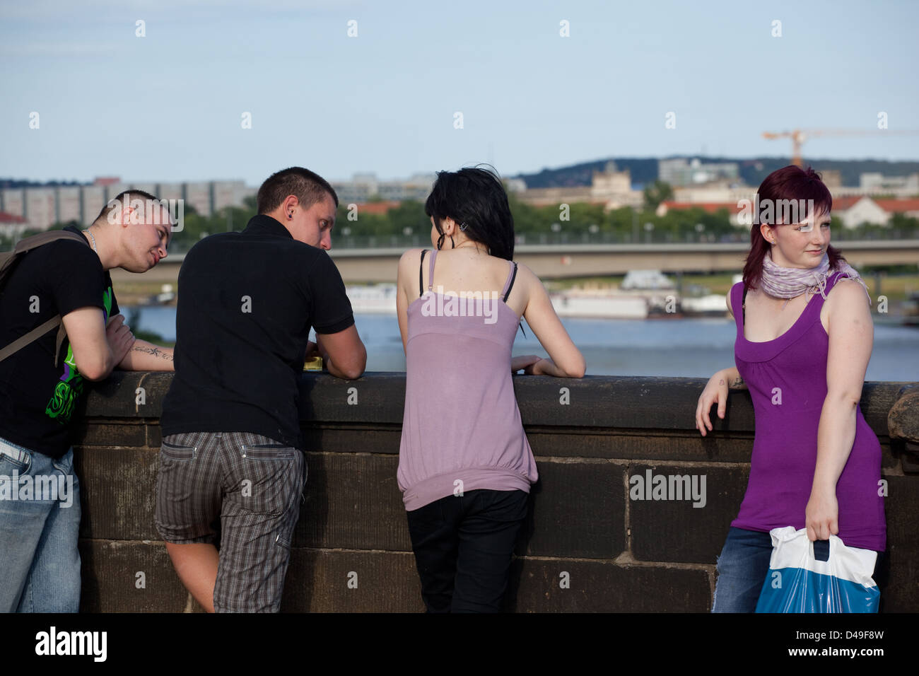 Dresden, Germany, young people on the Augustusbruecke Stock Photo - Alamy