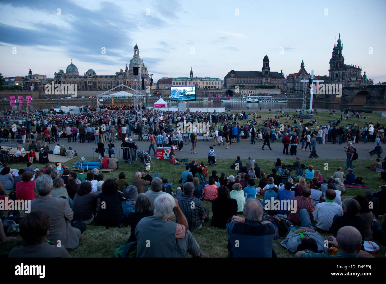 Dresden, Germany, people at a concert on the Elbe Stock Photo - Alamy