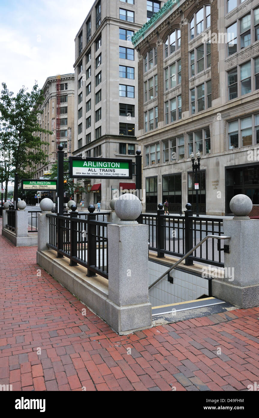 Boston subway entrance, Massachusetts, USA Stock Photo - Alamy