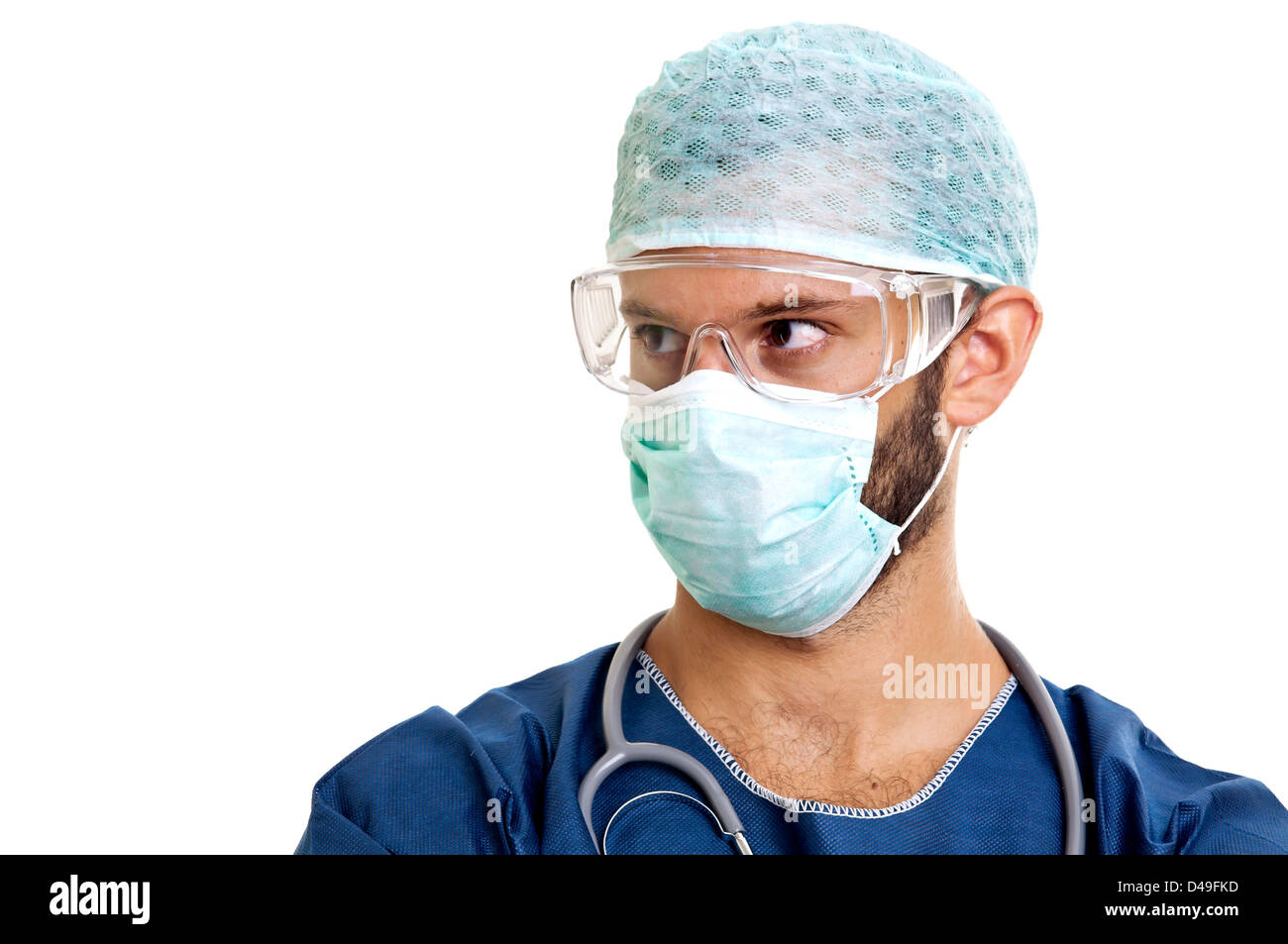 Doctor with mask isolated against a white background Stock Photo - Alamy
