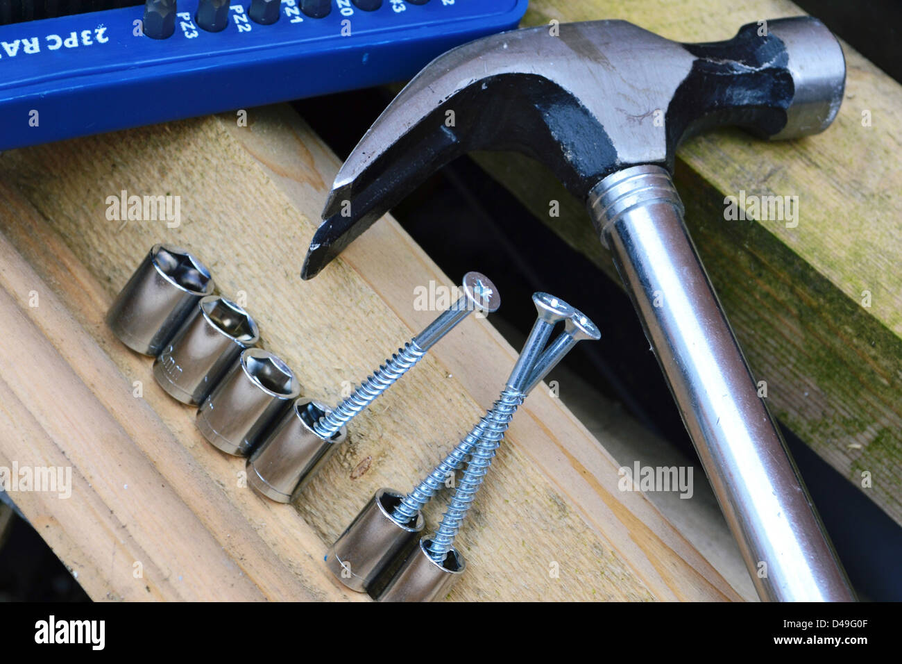 Hammer and Screws Stock Photo - Alamy