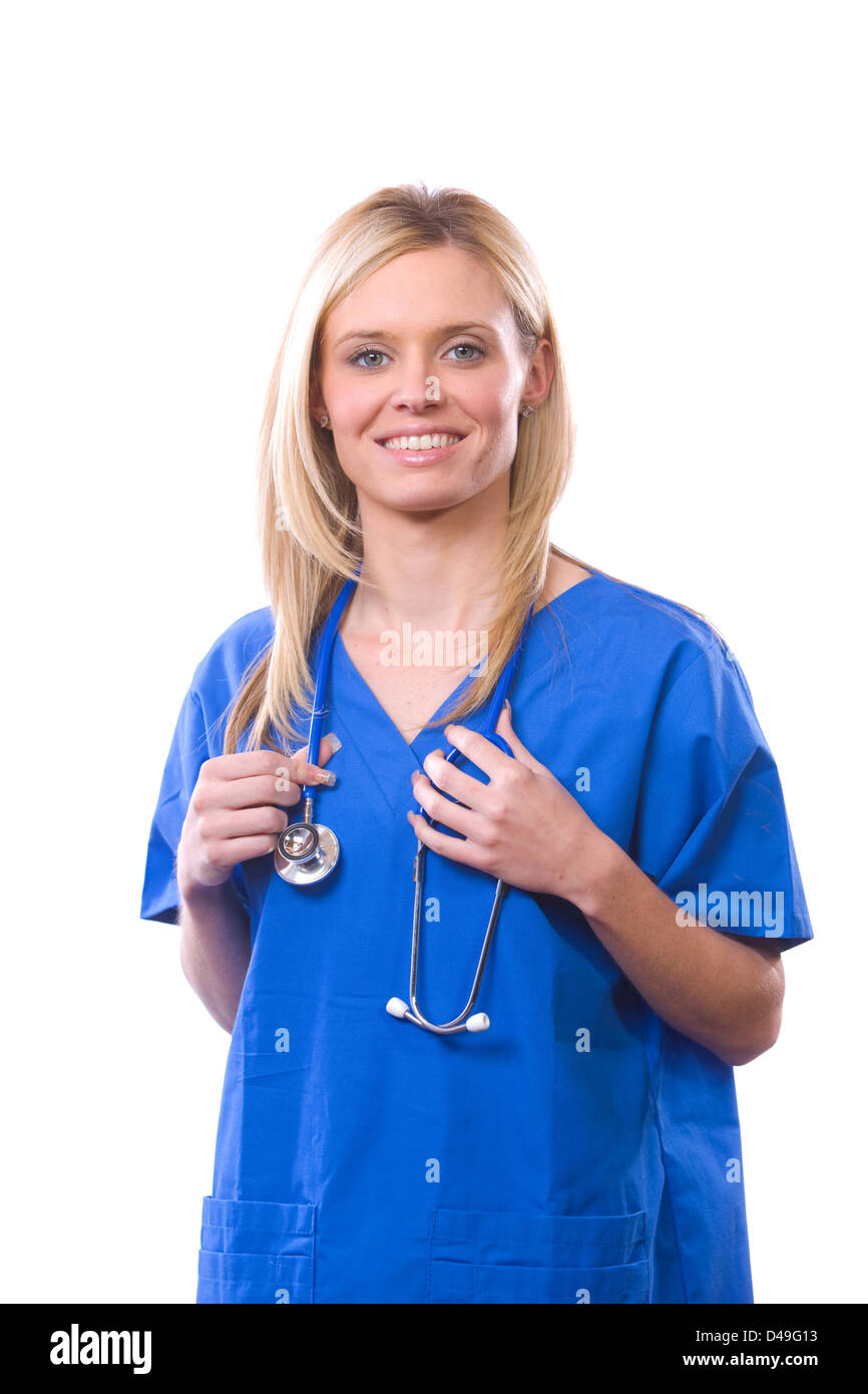 Female medical student isolated on white Stock Photo - Alamy
