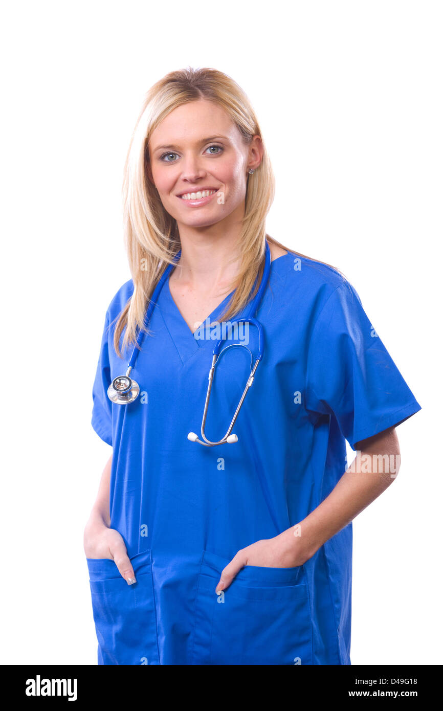 Female medical student isolated on white Stock Photo - Alamy
