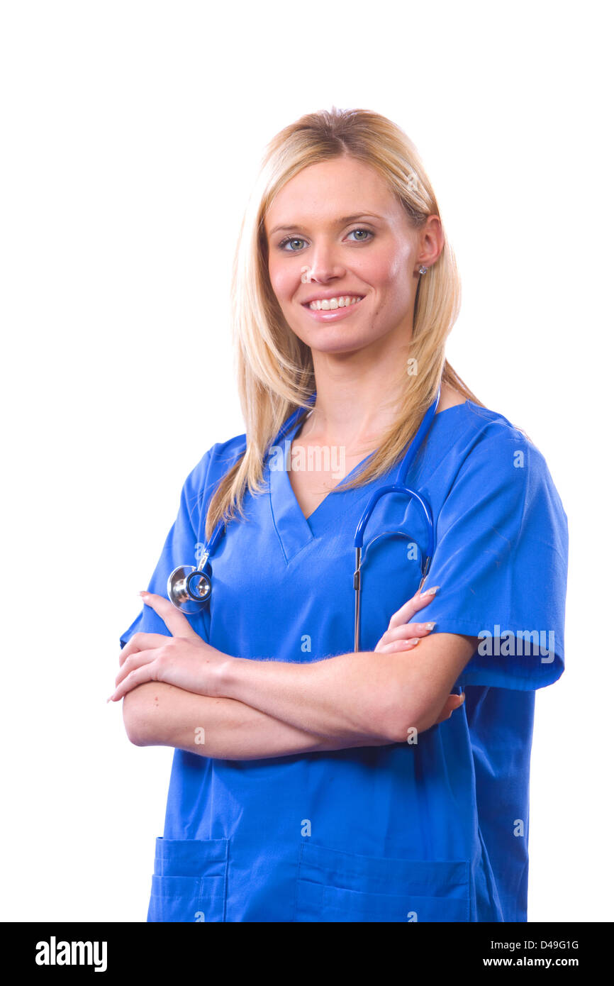 Female medical student isolated on white Stock Photo - Alamy