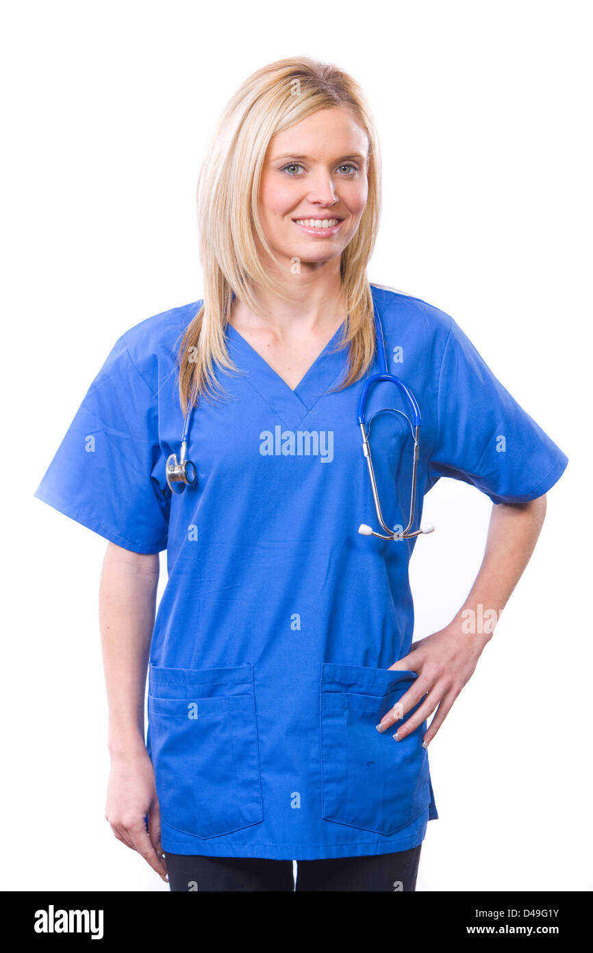 Female medical student isolated on white Stock Photo - Alamy