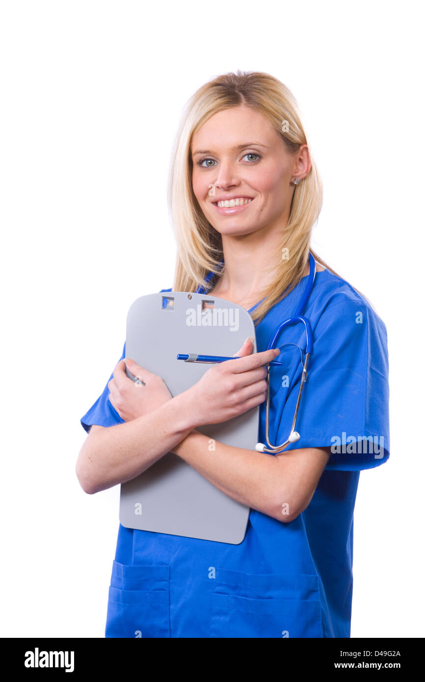 Female medical student isolated on white Stock Photo - Alamy