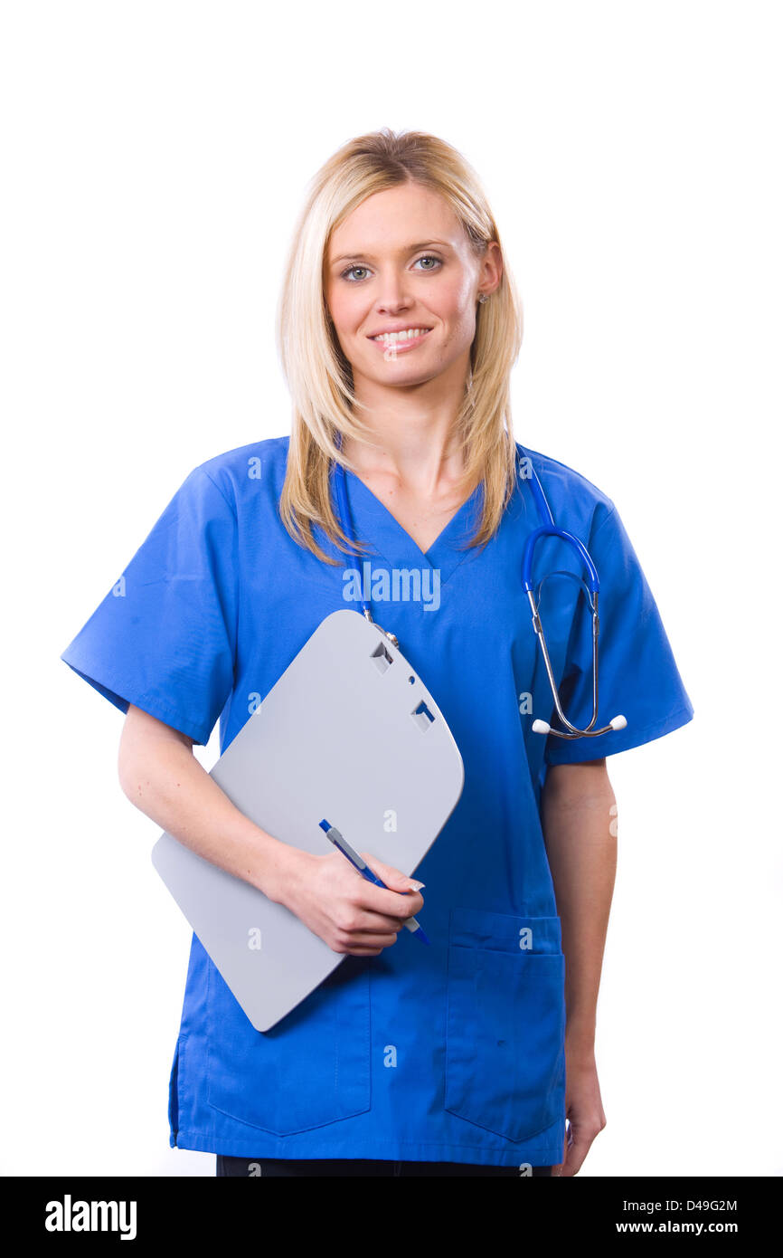 Female medical student isolated on white Stock Photo - Alamy