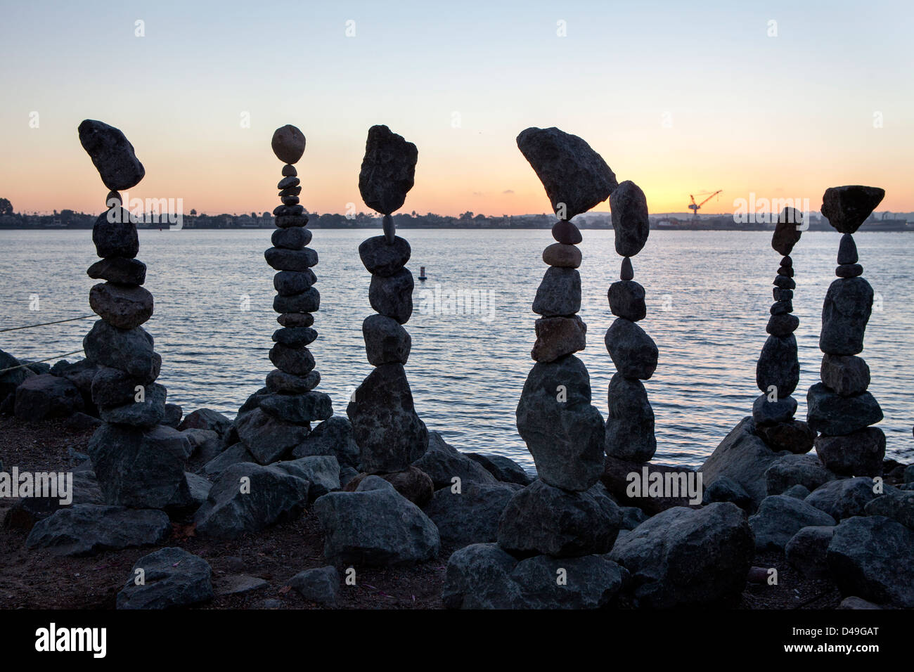 Balanced rocks at sunset in San Diego, USA Stock Photo - Alamy