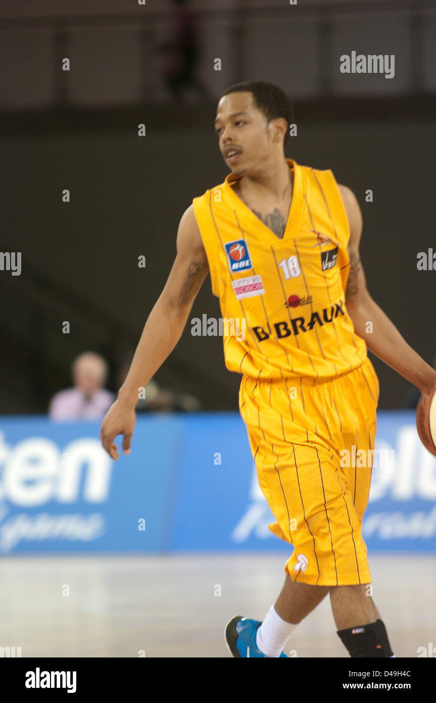 Glasgow, UK, 09 March 2013. Bryan Holmes, who was MVP, playing for ...