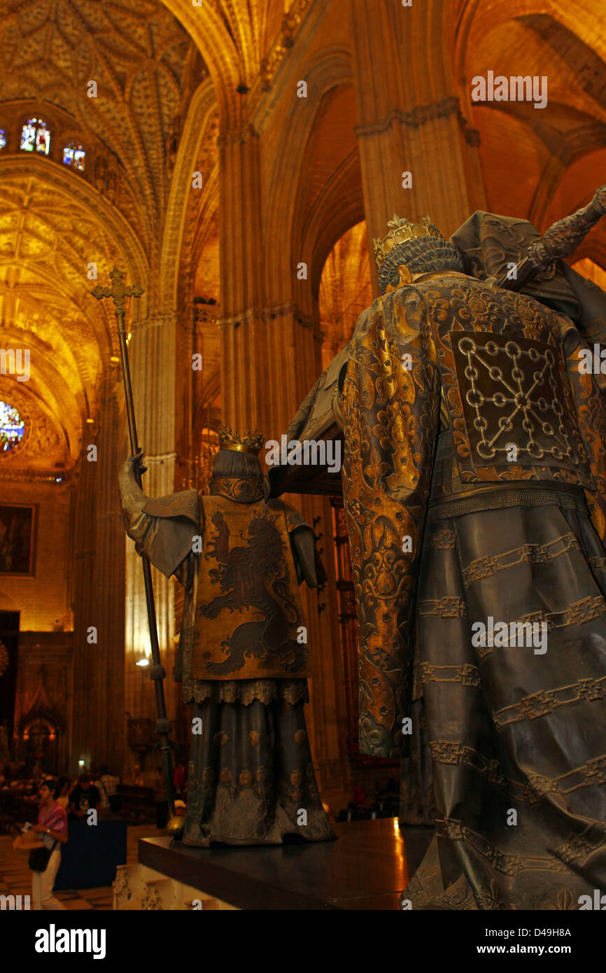 Seville, Spain, the grave of Christopher Columbus in the Cathedral of ...