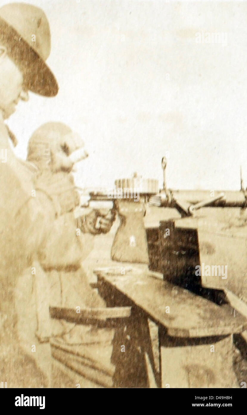A photograph from Edwin Newman's collection showing an aircraft gunner ...