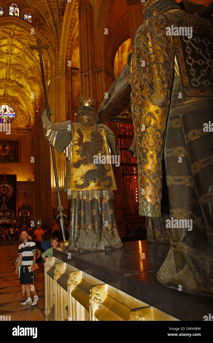 Seville, Spain, the grave of Christopher Columbus in the Cathedral of ...