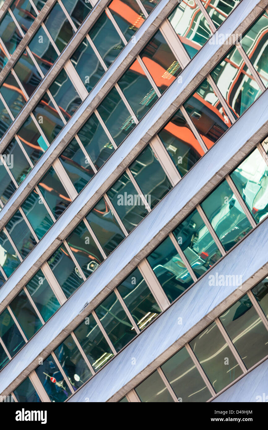 Glass Skyscraper Building Facade with Street Reflections Stock Photo ...