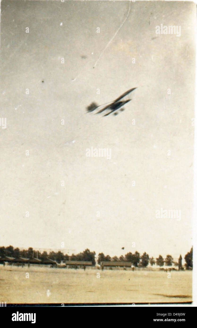 The photograph shows a Caudron aircraft flying over the Chardonnet ...