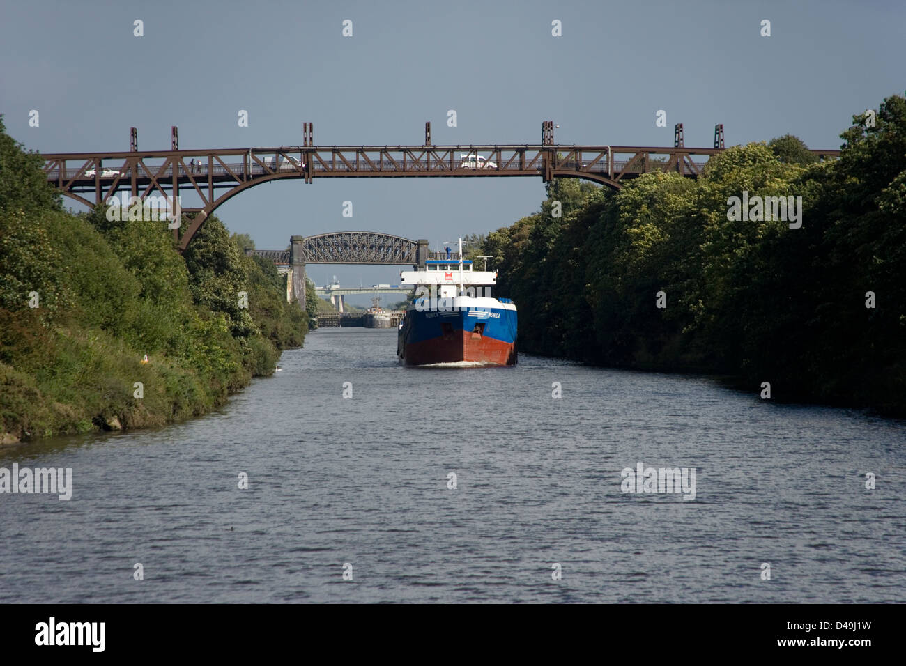 Latchford High Level Bridge and the ship Monica on the Manchester Ship ...