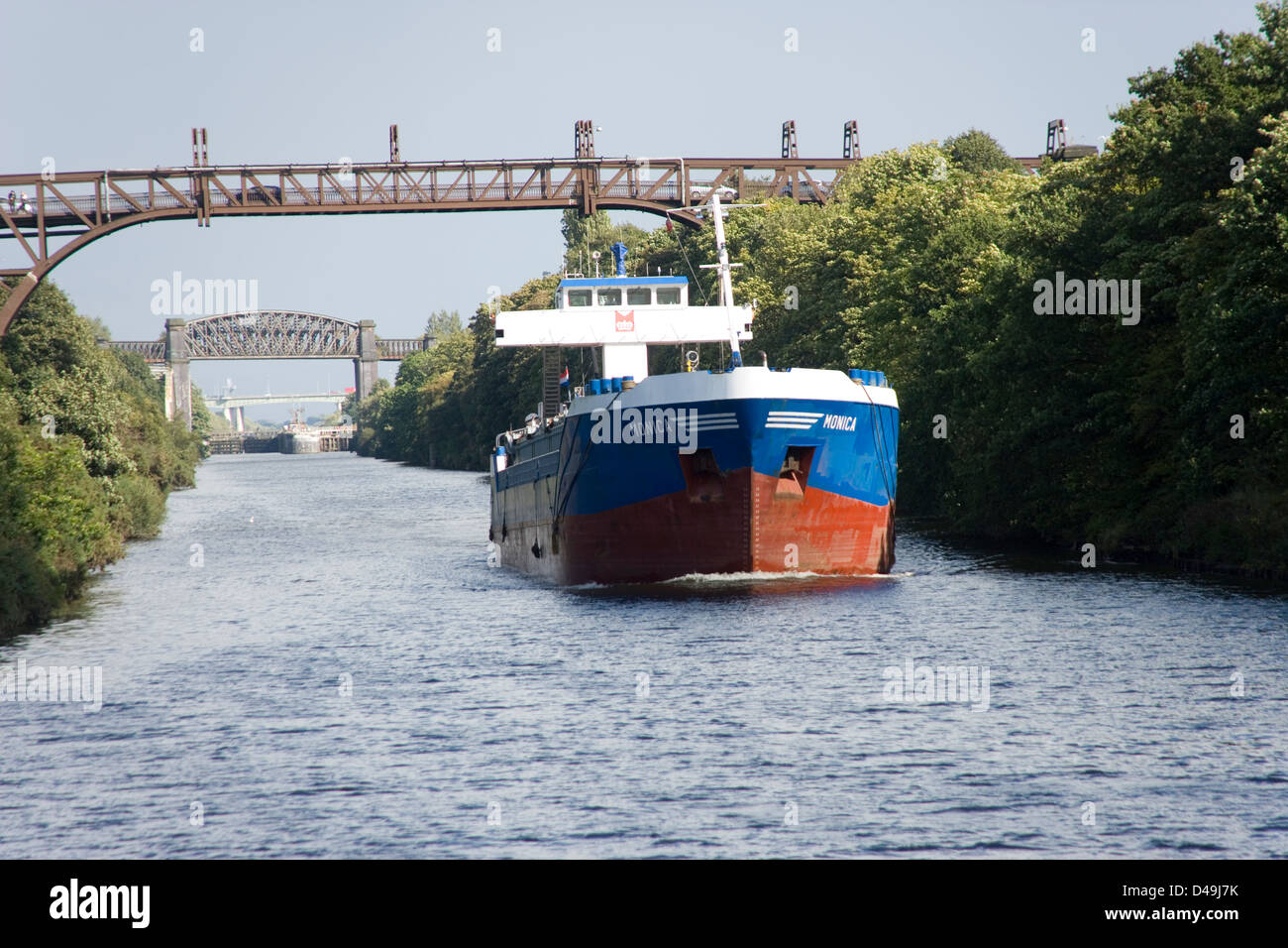 Latchford High Level Bridge and the ship Monica on the Manchester Ship ...