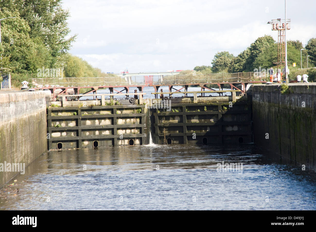 Latchford Locks on the Manchester Ship Canal from the Mersey Ferry ...