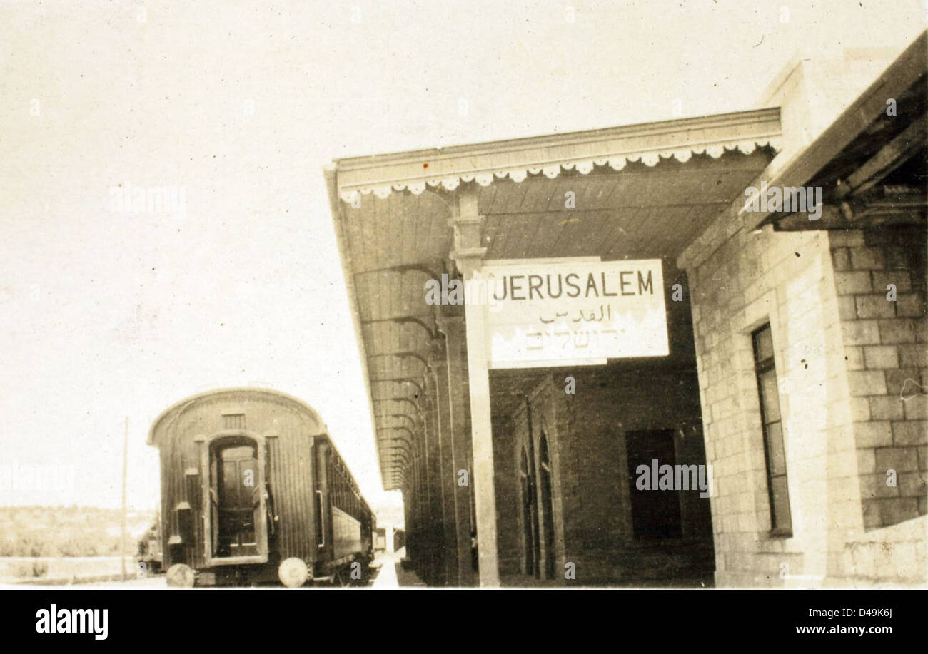 Edwin Newman captures a railway station in Palestine, reflecting the ...