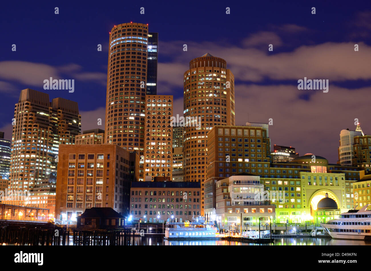 Financial District of Boston, Massachusetts viewed from Boston Harbor ...
