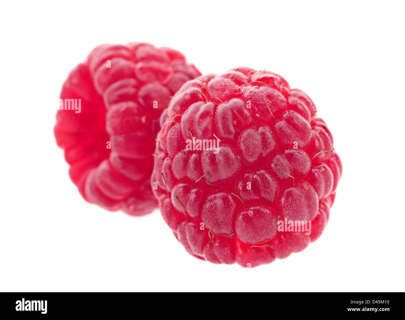 Ripe raspberry macro isolated on white Stock Photo - Alamy