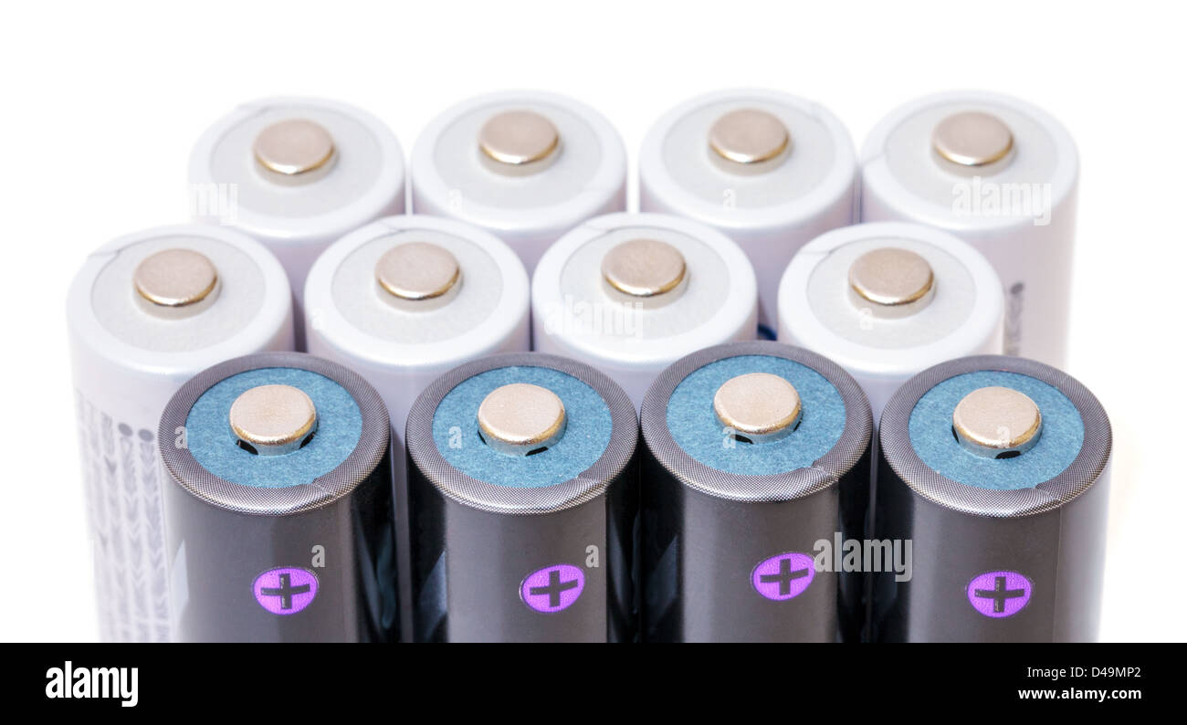 Alkaline Batteries closeup on white background Stock Photo - Alamy