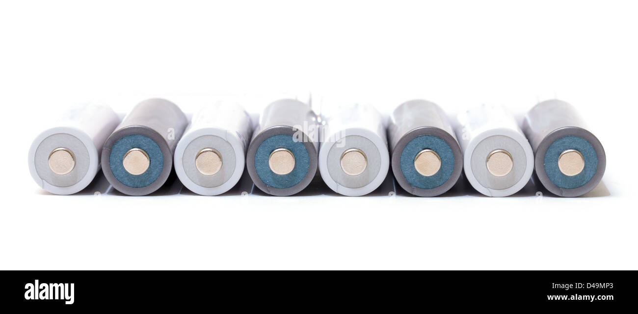 Alkaline Batteries closeup on white background Stock Photo - Alamy