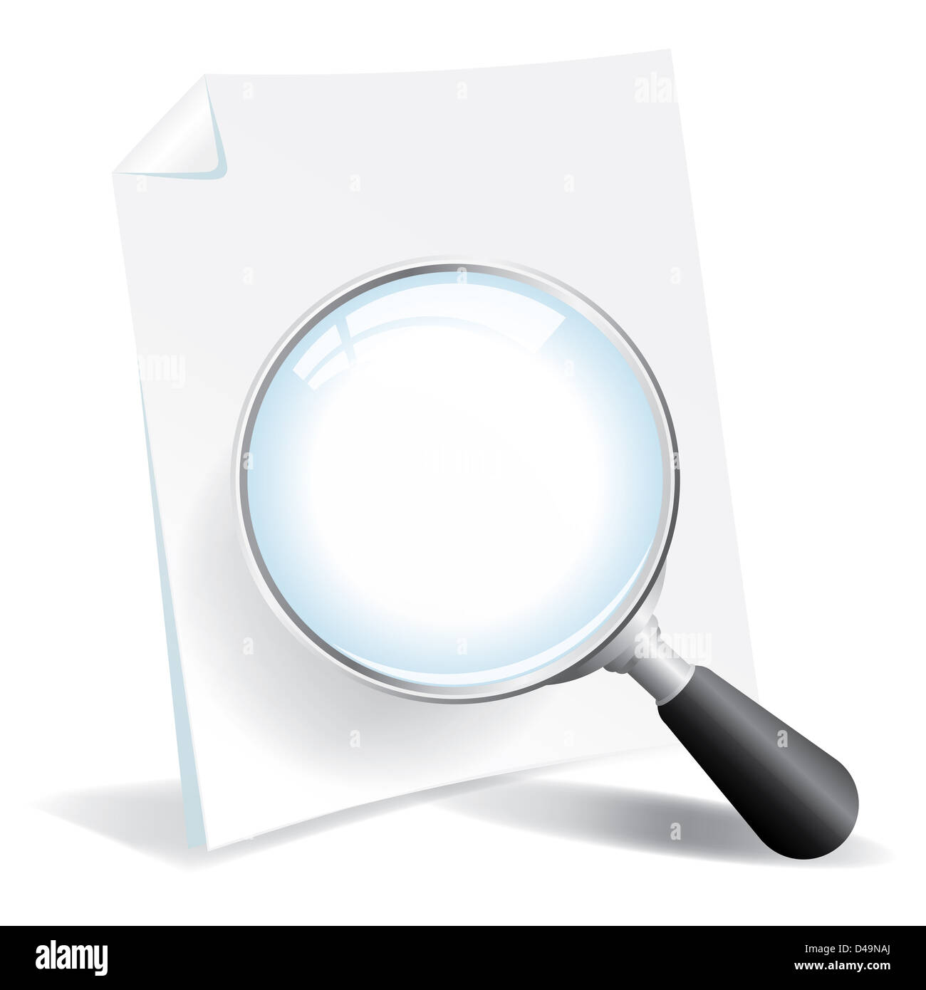Examining a document with a magnifying glass Stock Photo - Alamy