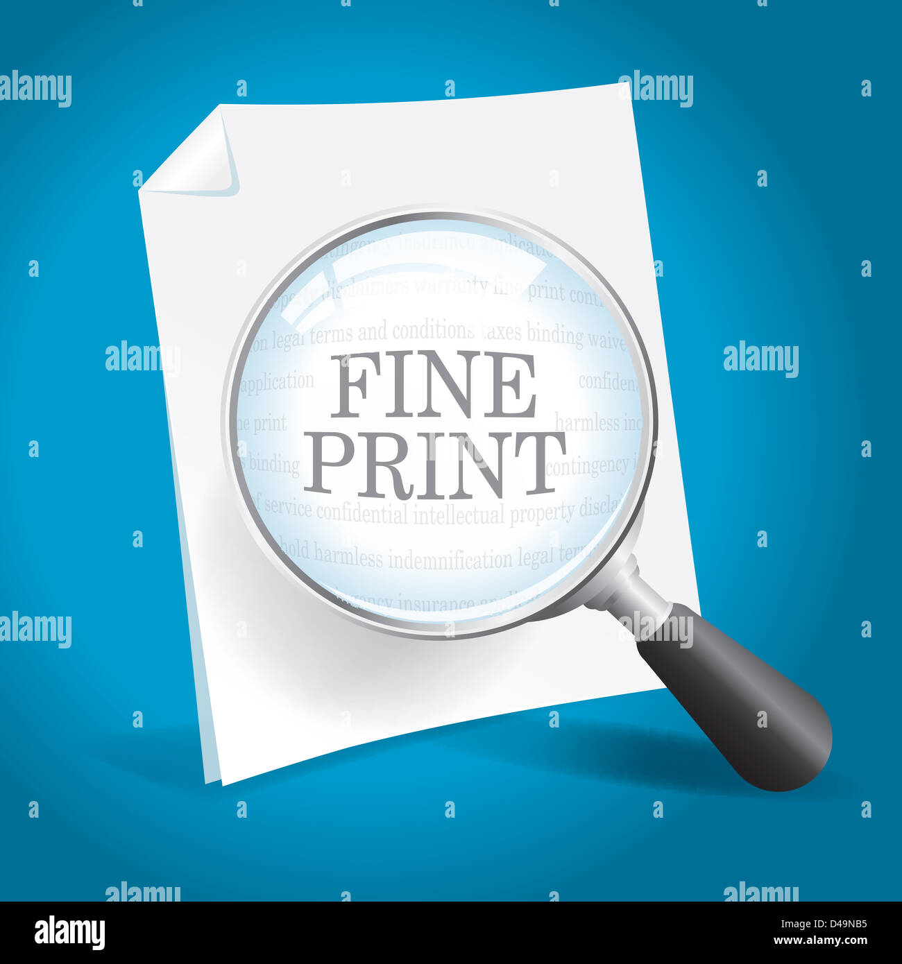 Reading the Fine Print of a Legal Agreement Stock Photo - Alamy
