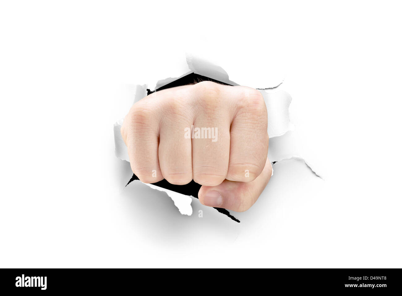 Fist punching through paper hi-res stock photography and images - Alamy