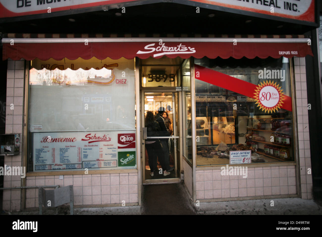 Local landmark Schwartz's Deli located on Boulevard St. Laurent ...
