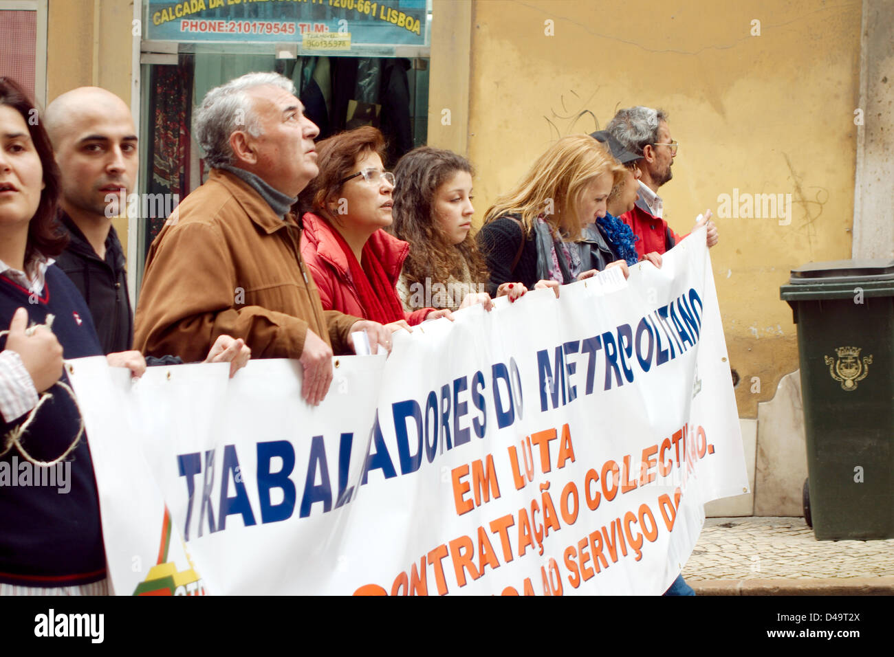 Protesters marching in the streets of Lisbon Stock Photo - Alamy