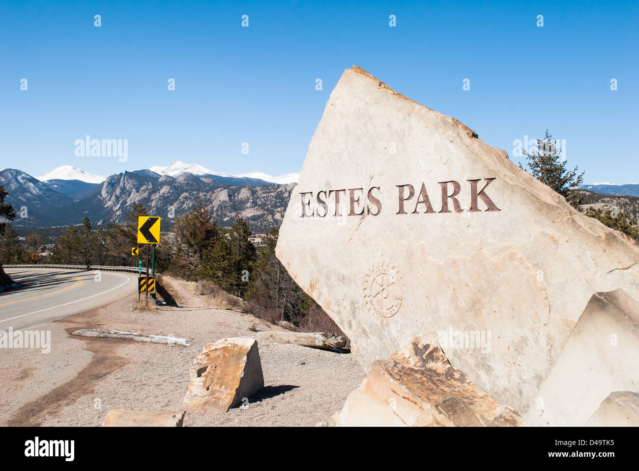 Estes Park, Colorado with Rocky Mountain National Park in the ...