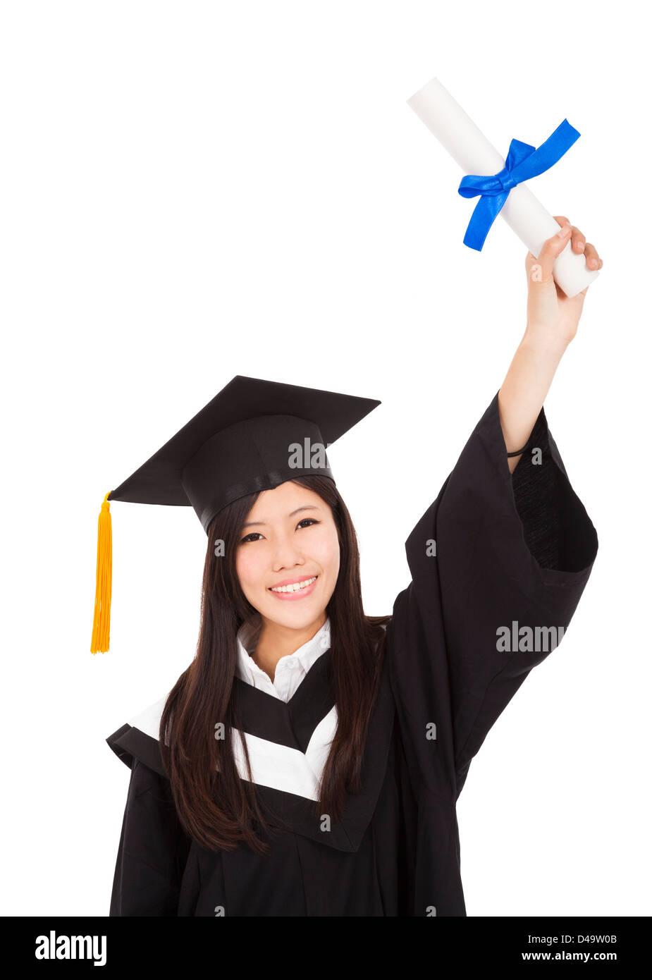 happy Graduate woman Holding Degree Stock Photo - Alamy