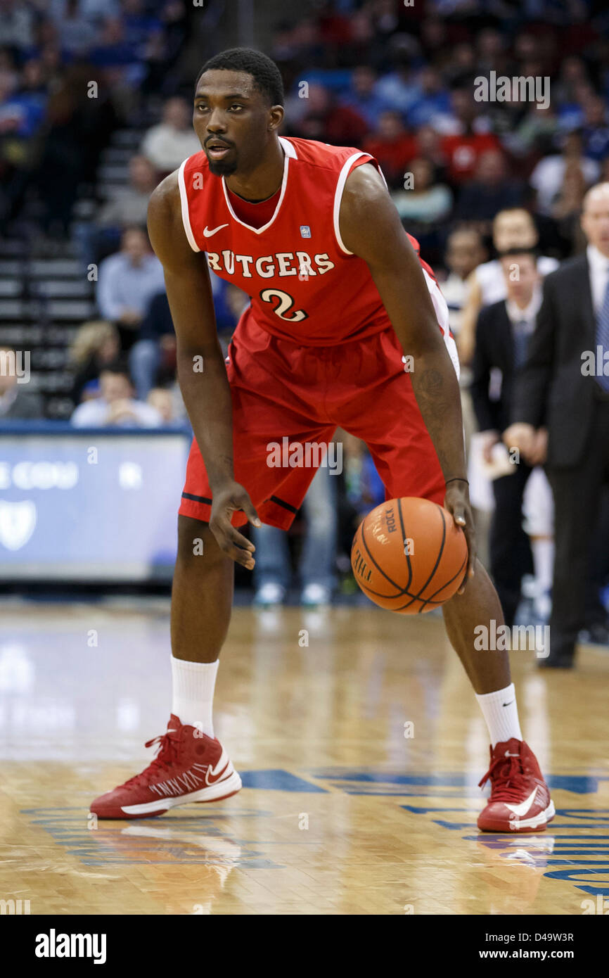 Newark, New Jersey. 8th March, 2013. Rutgers Scarlet Knights guard ...