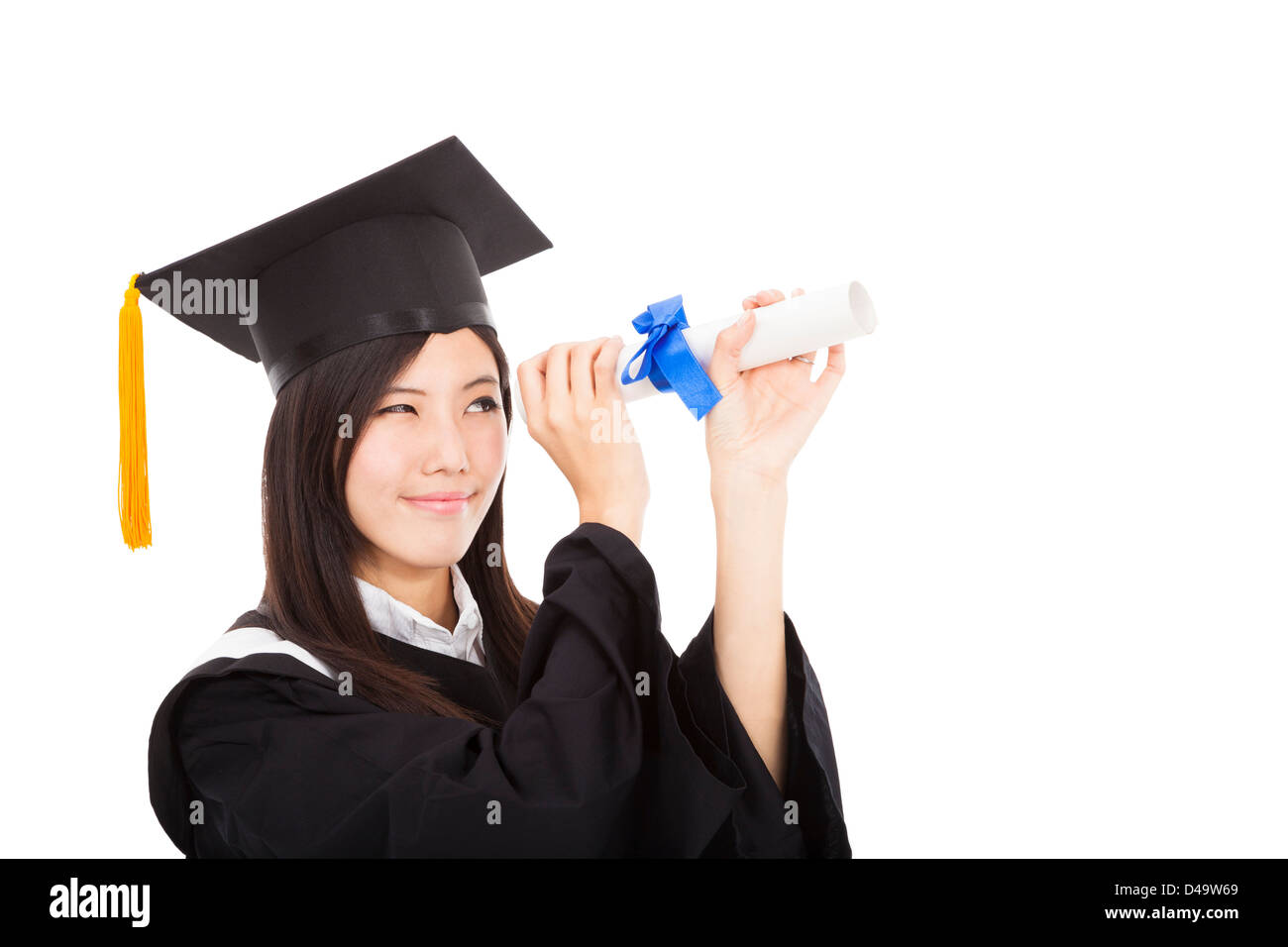 beautiful smiling Graduate woman looking with Degree Stock Photo - Alamy