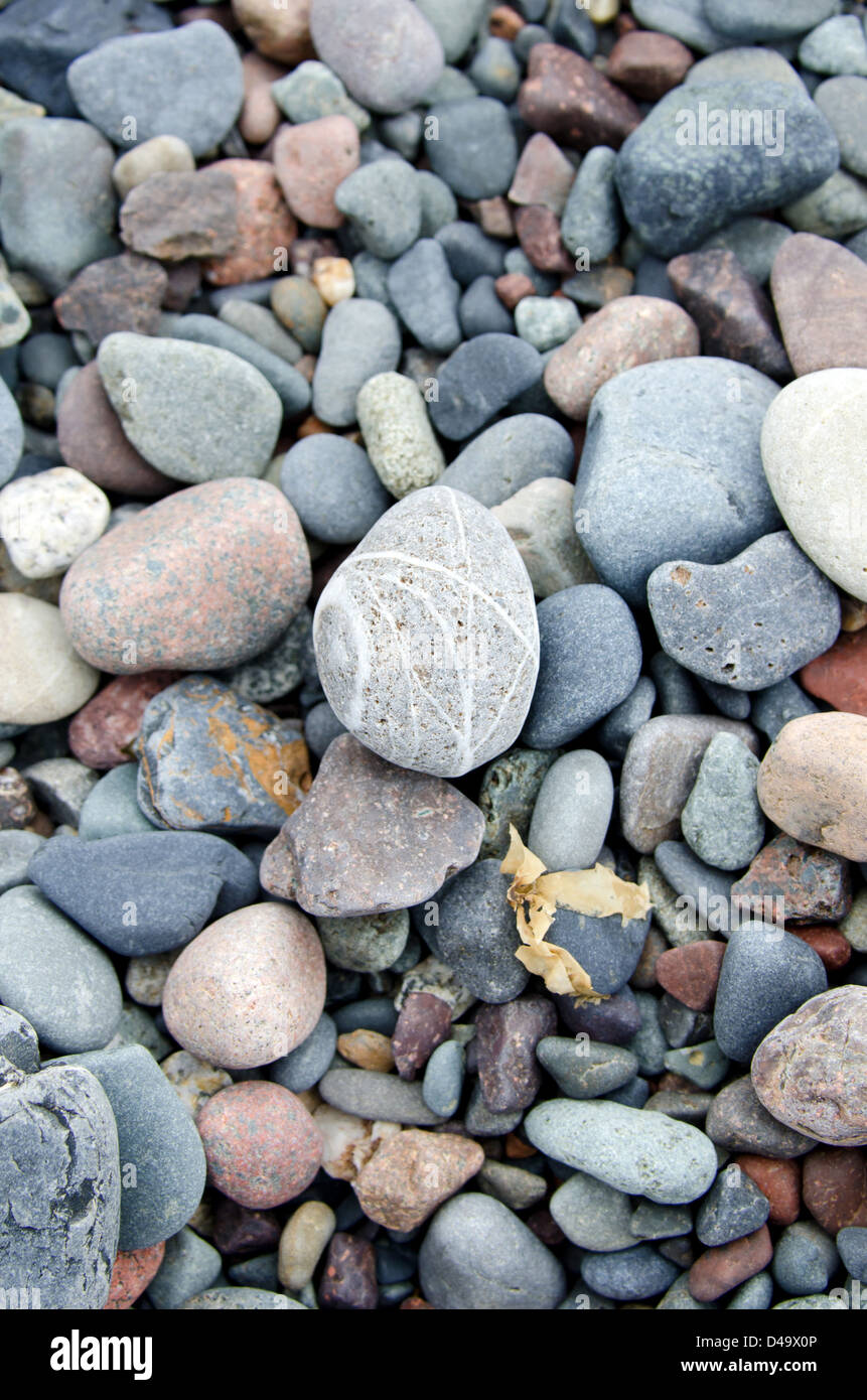 Rounded beach stones in shades of pink and grey at Raccoon Beach on ...