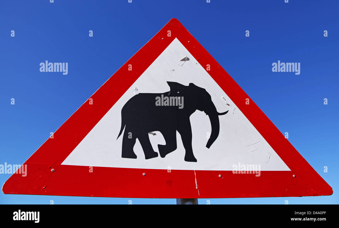 elephant signpost at Chobe National Park Stock Photo - Alamy