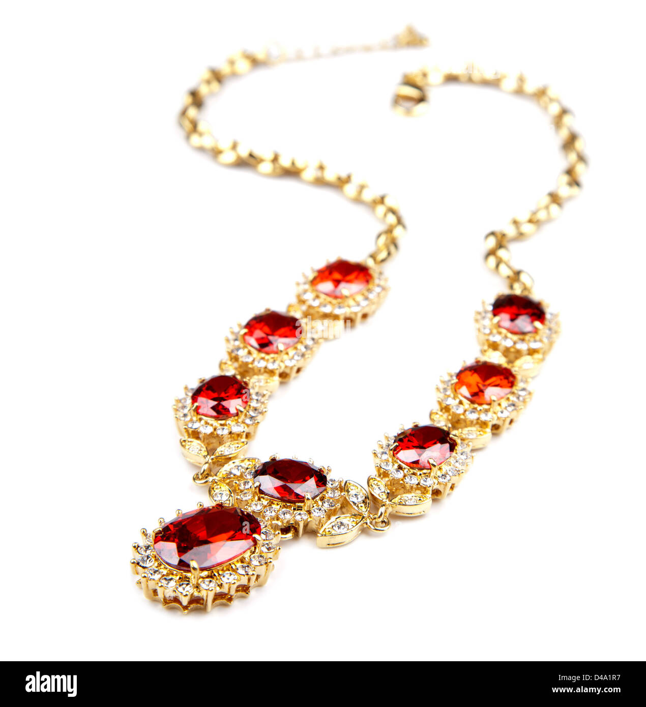 gold necklace with gems isolated Stock Photo - Alamy