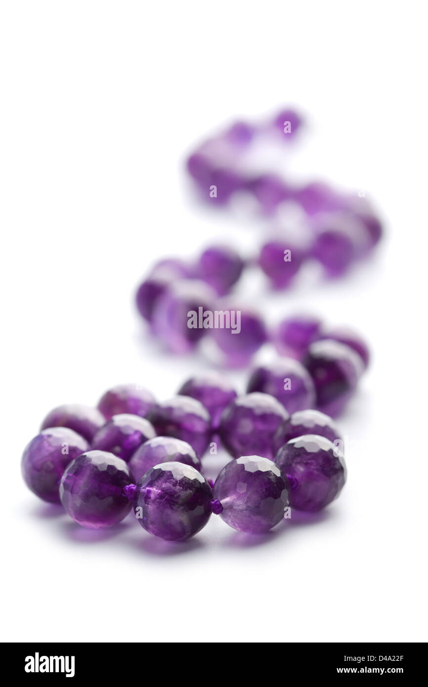 amethyst necklace isolated Stock Photo - Alamy